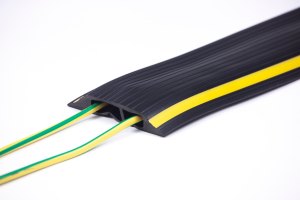 Lightweight 2 Channel Floor Cable Protector with Yellow Safety Stripes ...