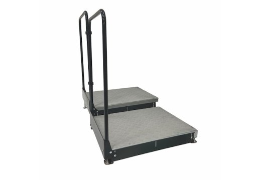 Two Adjustable Half Steps With Handrail - Outdoor - The Ramp Factory